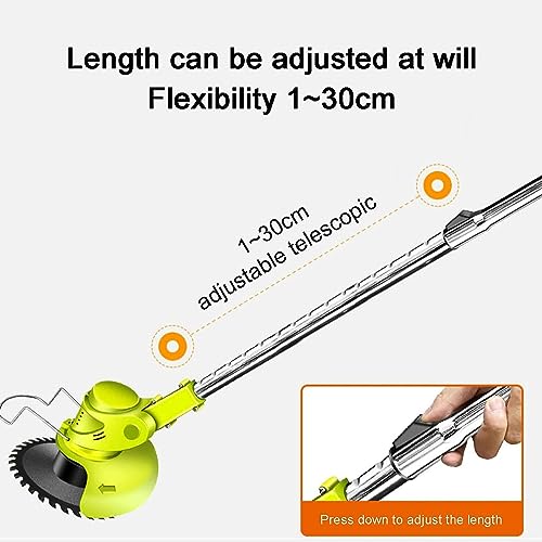 Electric Lawn Mower, Rotary Weeder with 24V/10000MA Cordless Adjustable Length 1-36CM 90° Rotatable Machine Head for Home Small Garden