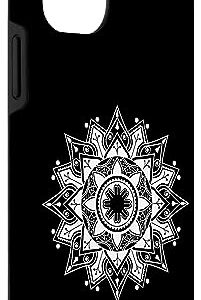 iPhone 13 White Fractal Mandala Art Good Vibe Yoga Sacred Geometry Case