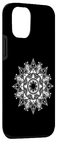 iPhone 13 White Fractal Mandala Art Good Vibe Yoga Sacred Geometry Case