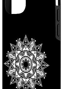 iPhone 13 White Fractal Mandala Art Good Vibe Yoga Sacred Geometry Case