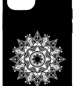 iPhone 13 White Fractal Mandala Art Good Vibe Yoga Sacred Geometry Case