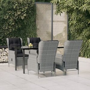 whopbxgad 5 piece patio dining set lawn furniture,patio furniture sets,patio furnituresui for patios, gardens, lawns, balconies, poolside,light gray poly rattan