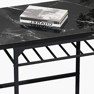 Tidyard Modern 3-Piece Dining Table Set with 2 Chairs for Dining Room，Black Frame Printed Black Marble Finish for Dining Room Dinette Living Room