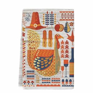 kitchen towels thanksgiving turkey absorbent tea towel soft hand dish towel farm country wood reusable washable cleaning cloth hand bath towels for bathroom bar for everyday cooking (pack of 1)