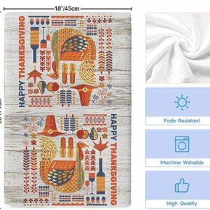 Kitchen Towels Thanksgiving Turkey Absorbent Tea Towel Soft Hand Dish Towel Farm Country Wood Reusable Washable Cleaning Cloth Hand Bath Towels for Bathroom Bar for Everyday Cooking (Pack of 1)