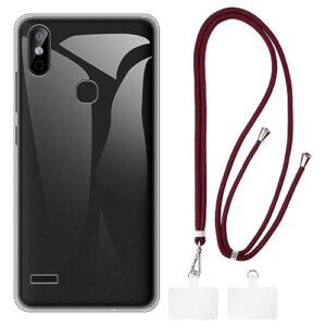 shantime infinix smart 3 x5516 x5516b x5516c case + universal mobile phone lanyards, neck/crossbody soft strap silicone tpu cover bumper shell for infinix smart 3 x5516 x5516b x5516c (5.5”)