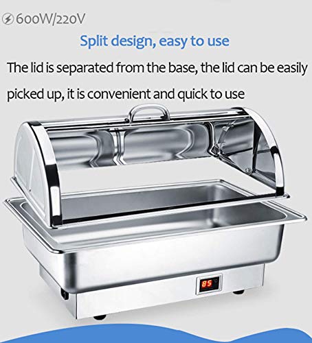 Stainless Steel Chafing Dishes 9L Buffet Server and Warmers Catering Food Warmers with 90° Half Clamshell for Parties Buffets Banquets - Adjustable (Full Size)