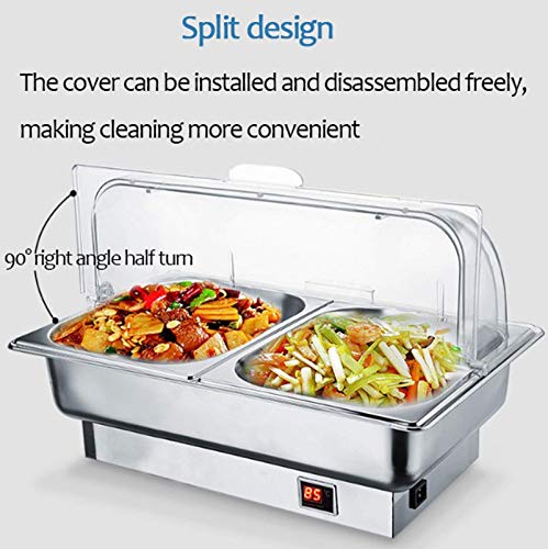 Stainless Steel Chafing Dishes 9L Buffet Server and Warmers Catering Food Warmers with 90° Half Clamshell for Parties Buffets Banquets - Adjustable (Full Size)