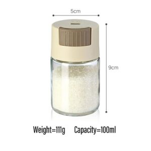 PULME Metering Salt Shaker, Measuring Seasoning Bottle, Salt Pepper Shaker Set, Press Type Quantitative Salt Pepper Shaker Set (Beige)