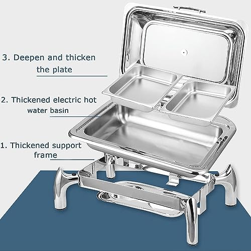 Catering Food Warmers, Chafing Dish Buffet Servers and Warmers Stainless Steel Chafer with Food Warming Tray Perfect for Keeps Buffet Food Warm 9l 400w Banquet Party Food Warming (B)