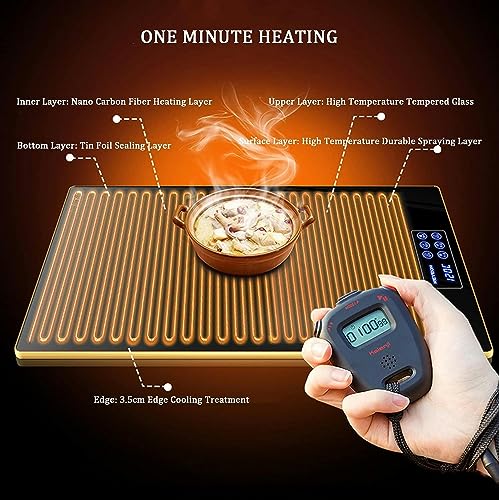 Buffet Warming Tray Hot Plate with Adjustable Temperature Control, Party Chafing Dish, Electric Food Warmer for Kitchen, Dining Room (Black 31x19inch)