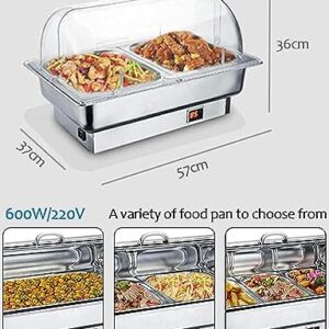 Food Warmer, Chafing Dish Stainless Steel Chafing Dishes, 9L Buffet Server, Catering Food Warmers with 90° Half Clamshell for Parties, Buffets, Adjustable Temperature (1/2 Size Food PAN)