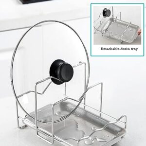 YQh lid holders for pots and pans,Pot Lid Holder,Multifunctional Lid and Spoon Rest Rack with Drip Tray for Pot Lids,cutting board holder stand,pan holder,Bakeware Organizer Rack Holder, Pot Organizer