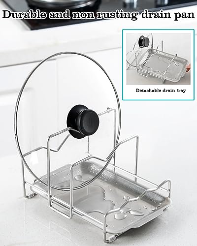 YQh lid holders for pots and pans,Pot Lid Holder,Multifunctional Lid and Spoon Rest Rack with Drip Tray for Pot Lids,cutting board holder stand,pan holder,Bakeware Organizer Rack Holder, Pot Organizer