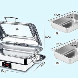 Buffet Server and Warming Tray, Hot Plates Warmer for Keeping Food Warm, 9L 13L Electric Chafing Dishes with Touch Display, 600W Fast Heating (13l 1/2size)