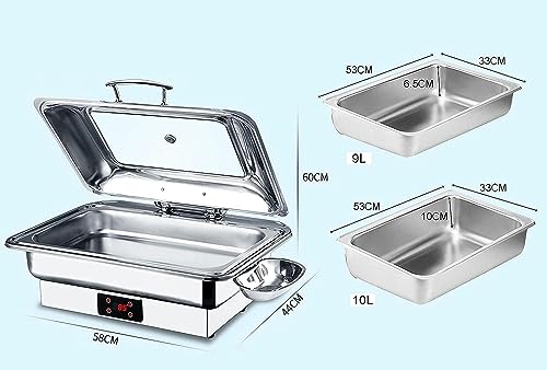 Buffet Server and Warming Tray, Hot Plates Warmer for Keeping Food Warm, 9L 13L Electric Chafing Dishes with Touch Display, 600W Fast Heating (13l 1/2size)