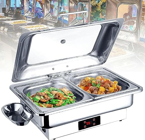 Buffet Server and Warming Tray, Hot Plates Warmer for Keeping Food Warm, 9L 13L Electric Chafing Dishes with Touch Display, 600W Fast Heating (13l 1/2size)