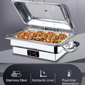 Buffet Server and Warming Tray, Hot Plates Warmer for Keeping Food Warm, 9L 13L Electric Chafing Dishes with Touch Display, 600W Fast Heating (13l 1/2size)