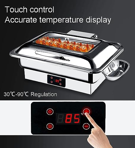 Buffet Server and Warming Tray, Hot Plates Warmer for Keeping Food Warm, 9L 13L Electric Chafing Dishes with Touch Display, 600W Fast Heating (13l 1/2size)