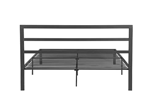 HAUSHECK Queen Size Metal Bed Frame with Headboard & 10.8" Height Under Storage Space, Noise Free Bed Frames for Kids, Teen, Adults with Strong Slat Support, Mattress Foundation, No Box Spring Needed