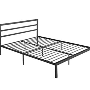 HAUSHECK Queen Size Metal Bed Frame with Headboard & 10.8" Height Under Storage Space, Noise Free Bed Frames for Kids, Teen, Adults with Strong Slat Support, Mattress Foundation, No Box Spring Needed