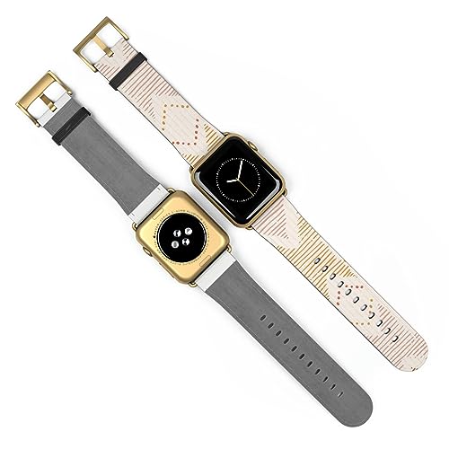 Creative Vibes2 Pattern Smart Watch Band Compatible with Smart Watch Series 1, 2, 3, 4, 5, 6, 7, & SE - High-Quality Leather Watch Bands for Smart Watches (38-41 mm, Gold Matte)