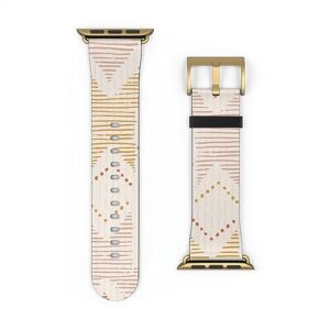 Creative Vibes2 Pattern Smart Watch Band Compatible with Smart Watch Series 1, 2, 3, 4, 5, 6, 7, & SE - High-Quality Leather Watch Bands for Smart Watches (38-41 mm, Gold Matte)