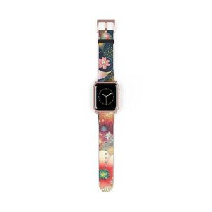 Creative Vibes2 Floral Smart Watch Band Compatible with Smart Watch Series 1, 2, 3, 4, 5, 6, 7, & SE - Leather Watch Bands for Smart Watches (38-41 mm, Gold Matte)