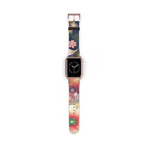 Creative Vibes2 Floral Smart Watch Band Compatible with Smart Watch Series 1, 2, 3, 4, 5, 6, 7, & SE - Leather Watch Bands for Smart Watches (38-41 mm, Gold Matte)