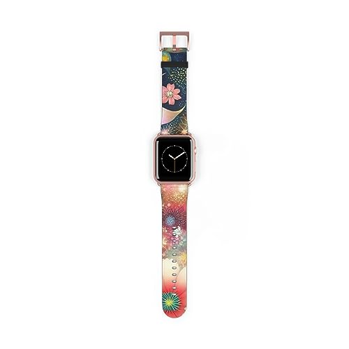 Creative Vibes2 Floral Smart Watch Band Compatible with Smart Watch Series 1, 2, 3, 4, 5, 6, 7, & SE - Leather Watch Bands for Smart Watches (38-41 mm, Gold Matte)