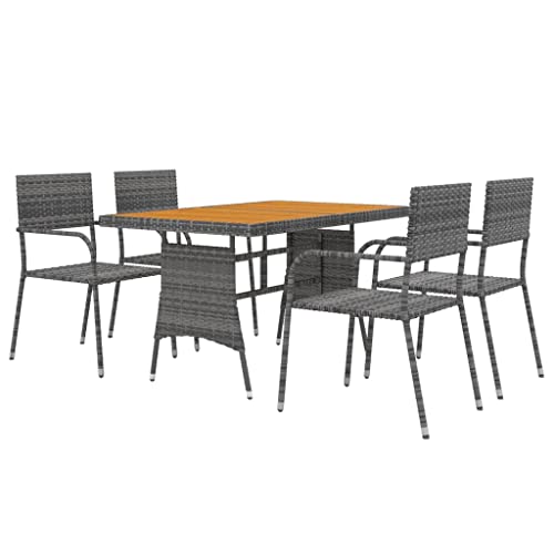 WFAUIBR Dining Set 5 Piece Patio ，Full Set of Family Gathering Tables，Lounge Set ，for Balcony, Lawn, Garden, or Poolside, This Set is Outdoor Spaces.Gray/B，5 Piece 51.2"