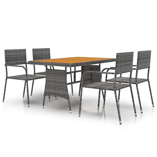 WFAUIBR Dining Set 5 Piece Patio ，Full Set of Family Gathering Tables，Lounge Set ，for Balcony, Lawn, Garden, or Poolside, This Set is Outdoor Spaces.Gray/B，5 Piece 51.2"