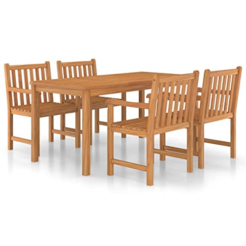 REWIS 5 Piece Patio Dining Set Solid Teak Outdoor Dining Table Outdoor Patio Set Outdoor Dining Furniture Patio Dining Sets Wood 3059939