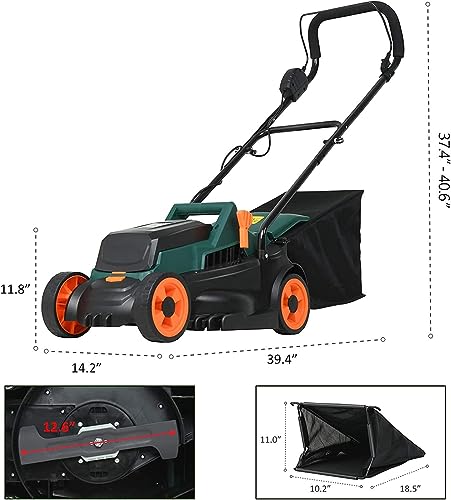 40V Lawn Mower Battery Powered, 13-Inch Cordless Rotary Mowers, 25Amp Push Grass Cutter with 7 Gal. Grass Catcher, 4Ah Battery& Charger