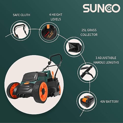 40V Lawn Mower Battery Powered, 13-Inch Cordless Rotary Mowers, 25Amp Push Grass Cutter with 7 Gal. Grass Catcher, 4Ah Battery& Charger