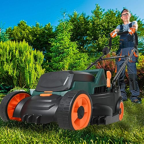 40V Lawn Mower Battery Powered, 13-Inch Cordless Rotary Mowers, 25Amp Push Grass Cutter with 7 Gal. Grass Catcher, 4Ah Battery& Charger