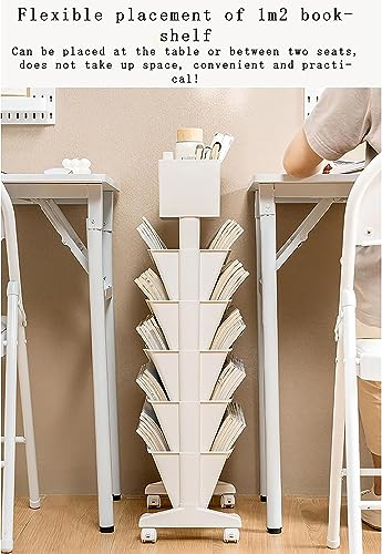 EFLALYHG Multifunctional Bookshelf, Mini Detachable Cart with Universal Wheels, Six-Tier Rolling Cart, Book Storage Organizer for Kitchen, Bathroom, Living Room, Office,Pink