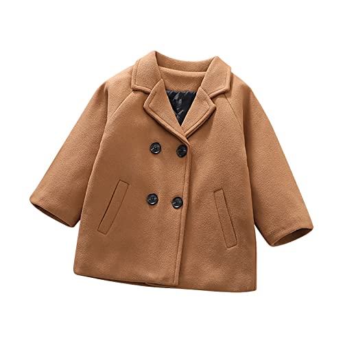 BINGTAOHU Baby Kids Boys Girls Classic Wool Blend Coat Winter Double Breasted Trench Coat Outwear Jacket with Pockets