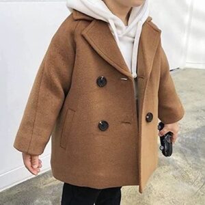 BINGTAOHU Baby Kids Boys Girls Classic Wool Blend Coat Winter Double Breasted Trench Coat Outwear Jacket with Pockets