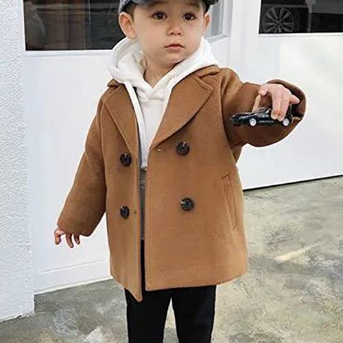 BINGTAOHU Baby Kids Boys Girls Classic Wool Blend Coat Winter Double Breasted Trench Coat Outwear Jacket with Pockets