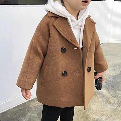 BINGTAOHU Baby Kids Boys Girls Classic Wool Blend Coat Winter Double Breasted Trench Coat Outwear Jacket with Pockets