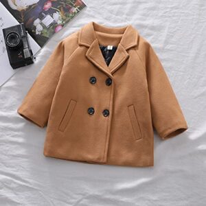 BINGTAOHU Baby Kids Boys Girls Classic Wool Blend Coat Winter Double Breasted Trench Coat Outwear Jacket with Pockets