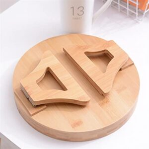 SUSOSU Breakfast Tray Side Tables Natural Bamboo Sofa Armrest Clip-On Round Tray for Remote Drinks Cup Bowl Phone Solid Wood Dessert Tea Holder