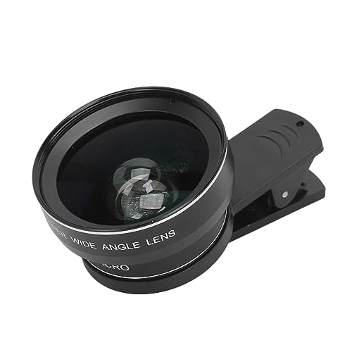 Portable Cell Phone Camera Lens, Durable 2 in 1 Clip On Phone Macro Lens with 0.45x Wide Angle for 1.5in Lenses 1.9in Filters