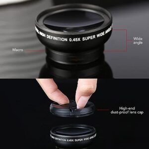 Portable Cell Phone Camera Lens, Durable 2 in 1 Clip On Phone Macro Lens with 0.45x Wide Angle for 1.5in Lenses 1.9in Filters