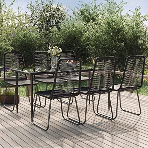 WFAUIBR Dining Set 7 Piece Patio,Patio Furniture Set,Lawn Chairs Set ，for Bedroom, Office, Teaching Building, Library, Flower Shop, Porch，Black/B,7 Piece 63"