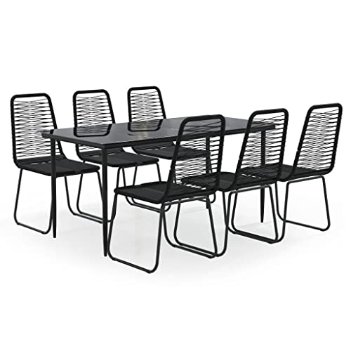 WFAUIBR Dining Set 7 Piece Patio,Patio Furniture Set,Lawn Chairs Set ，for Bedroom, Office, Teaching Building, Library, Flower Shop, Porch，Black/B,7 Piece 63"