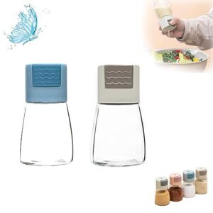 salt and pepper shakers precise quantitative push type, glass metered salt dispenser, measuring salt and pepper shakers, salt healthy intake suitable for home cooking-2pcsf