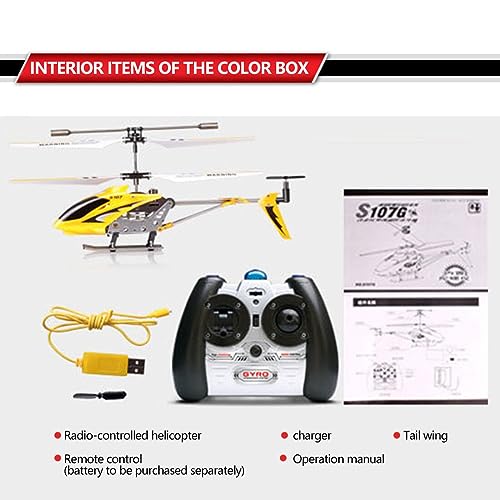 DWIU RC Helicopter Model, S107G 2.4G 3CH Dual-Propeller Remote Control Aircraft Model with Gyro, Mini Helicopter Toys for Adults Beginners (RTF Version