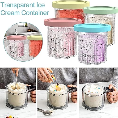 EVANEM Creami Containers, for Ninja Creami Containers,24 OZ Ice Cream Pints with Lids Airtight and Leaf-Proof Compatible NC501 Series Ice Cream Maker